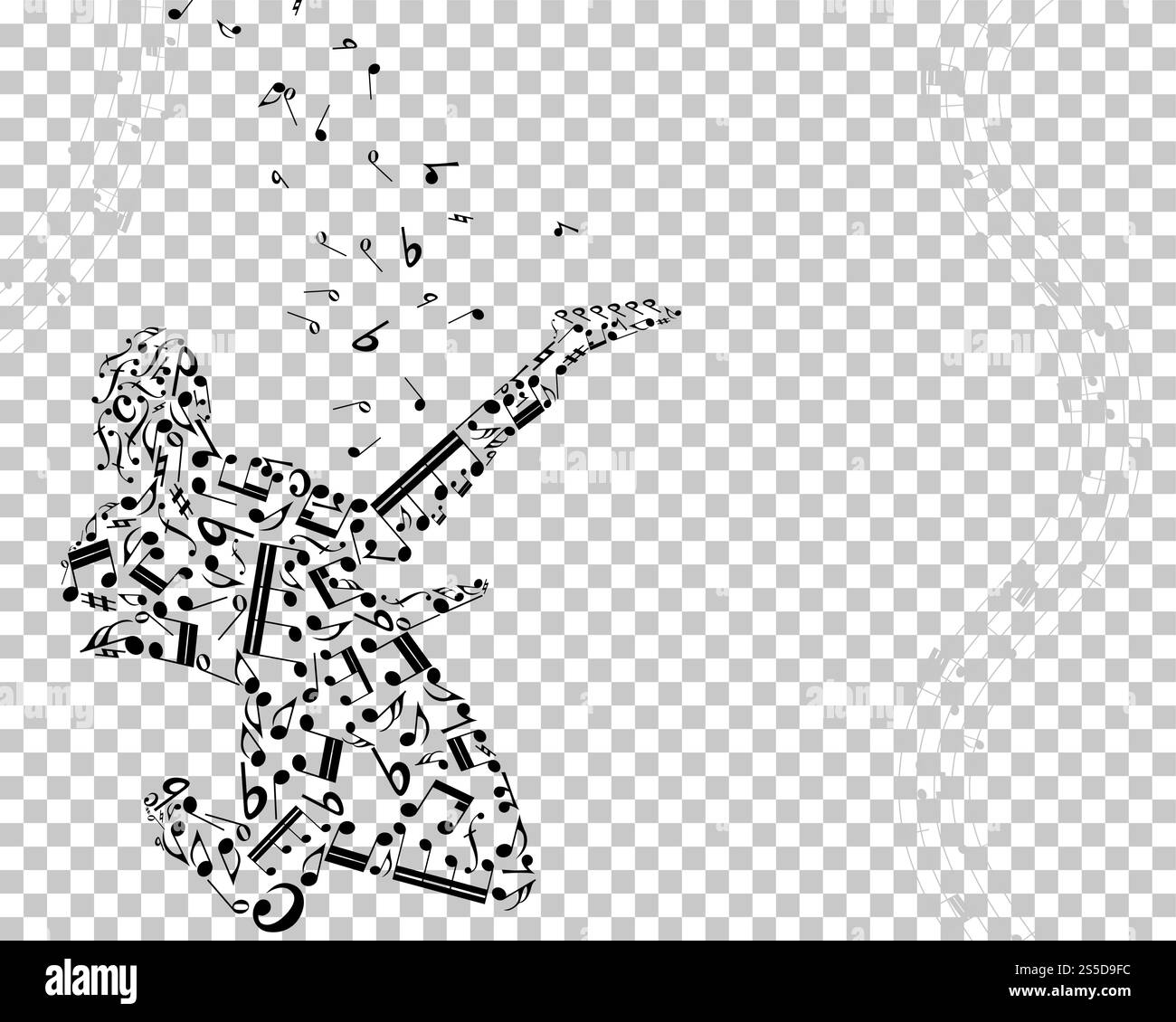 Abstract Musical Theme. Transparency Grid Background Design. Vector ...