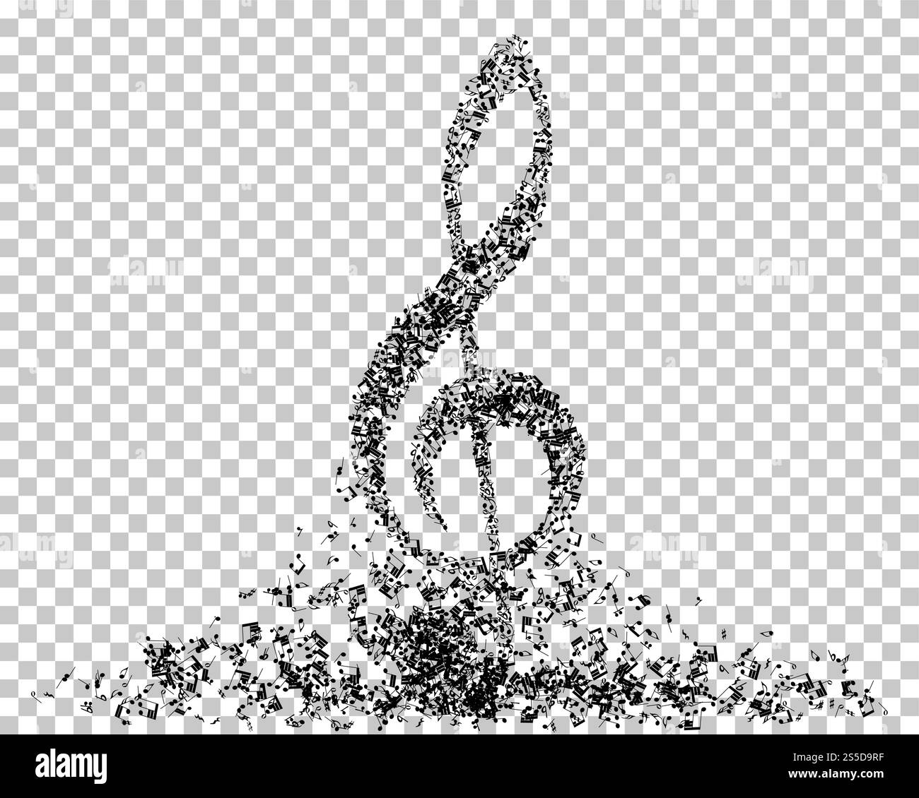 Musical Background With Notes. Transparency Grid Design. Vector ...