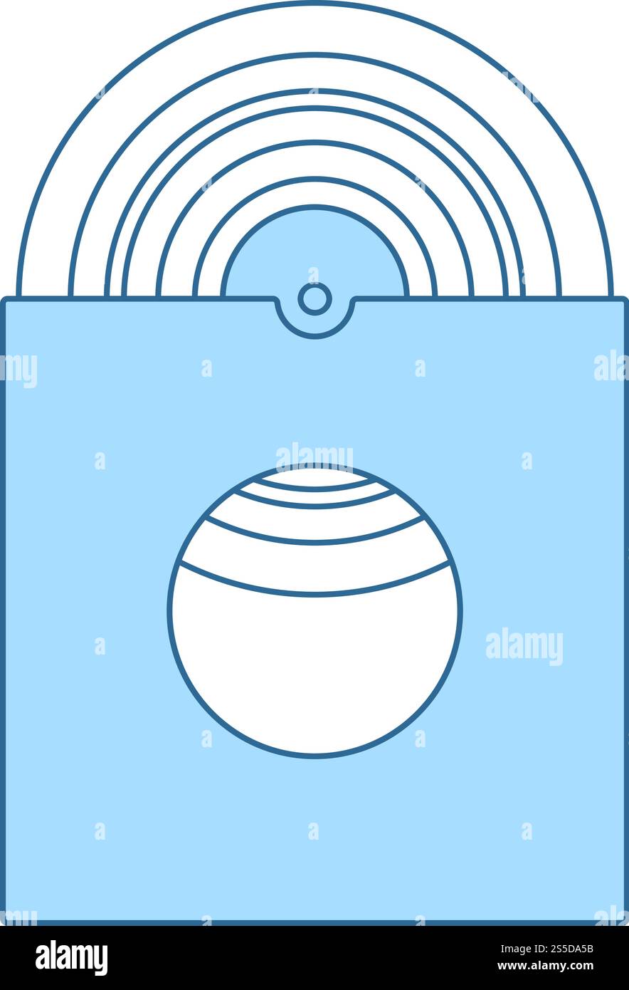 Vinyl Record In Envelope Icon. Thin Line With Blue Fill Design. Vector ...