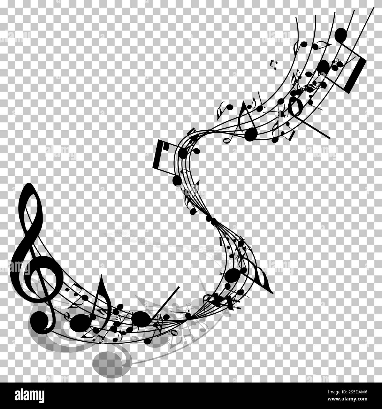 Musical Background With Notes. Transparency Grid Design. Vector ...