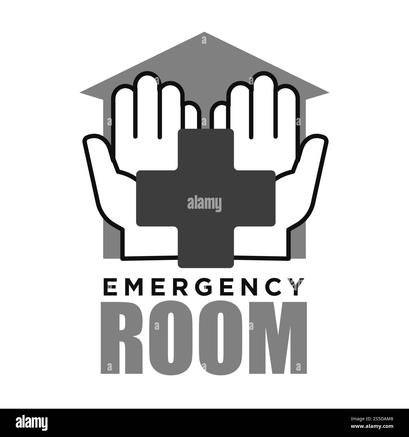 Emergency room medical vector logo of cross in helping hands for ...