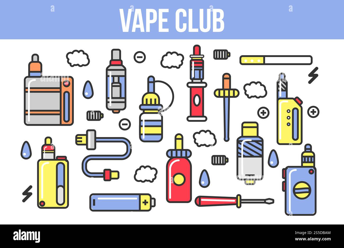 Vape zone Internet shop promotional poster with modern devices for ...