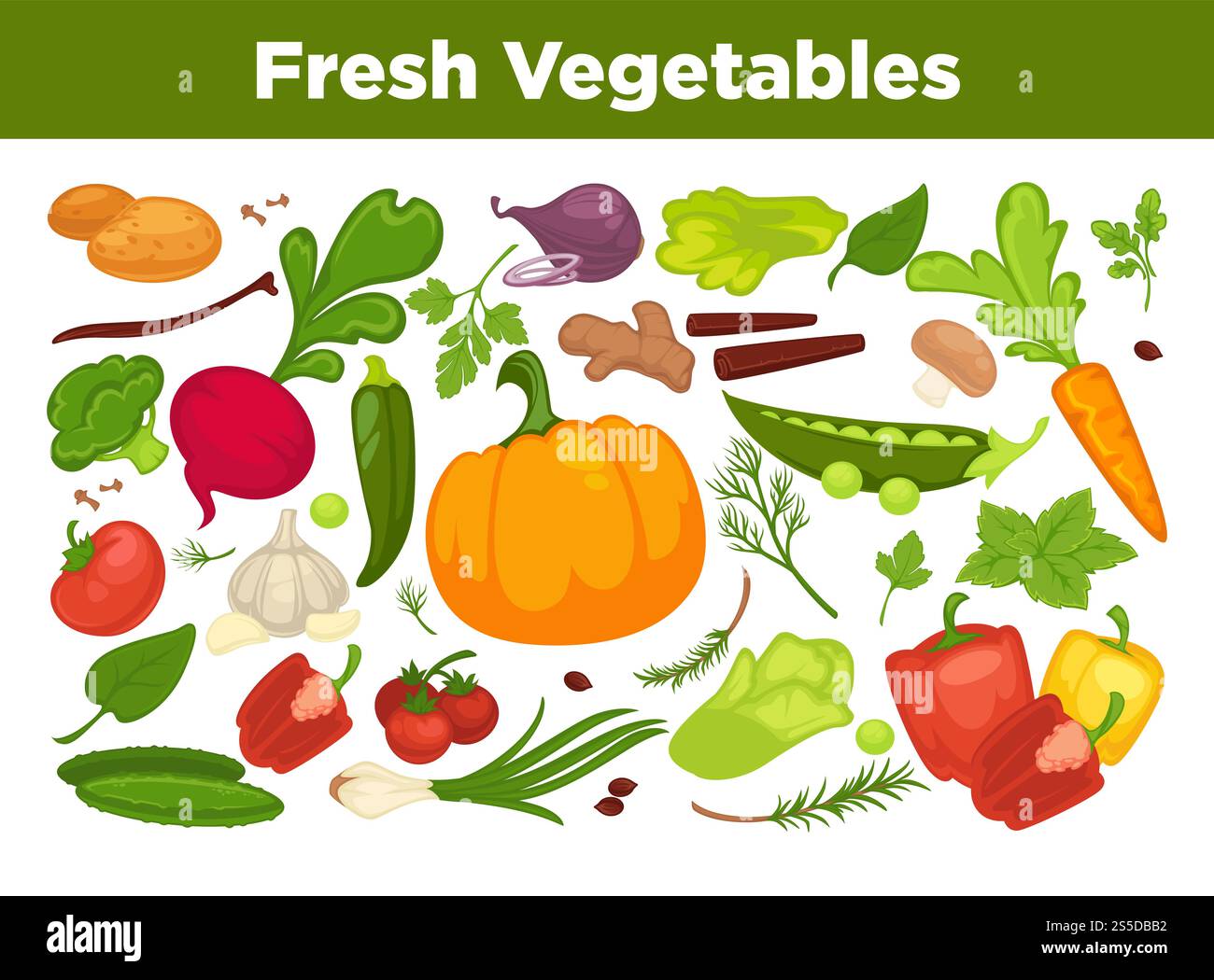 Fresh vegetables advertisement with organic healthy vegetarian products ...