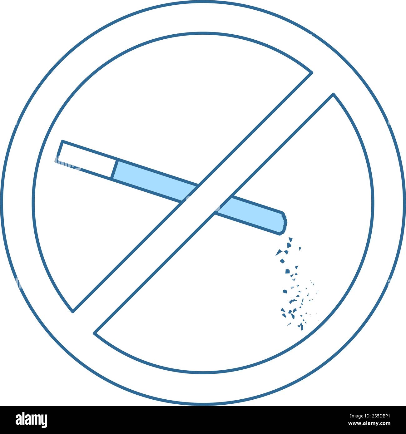 No Smoking Icon. Thin Line With Blue Fill Design. Vector Illustration ...