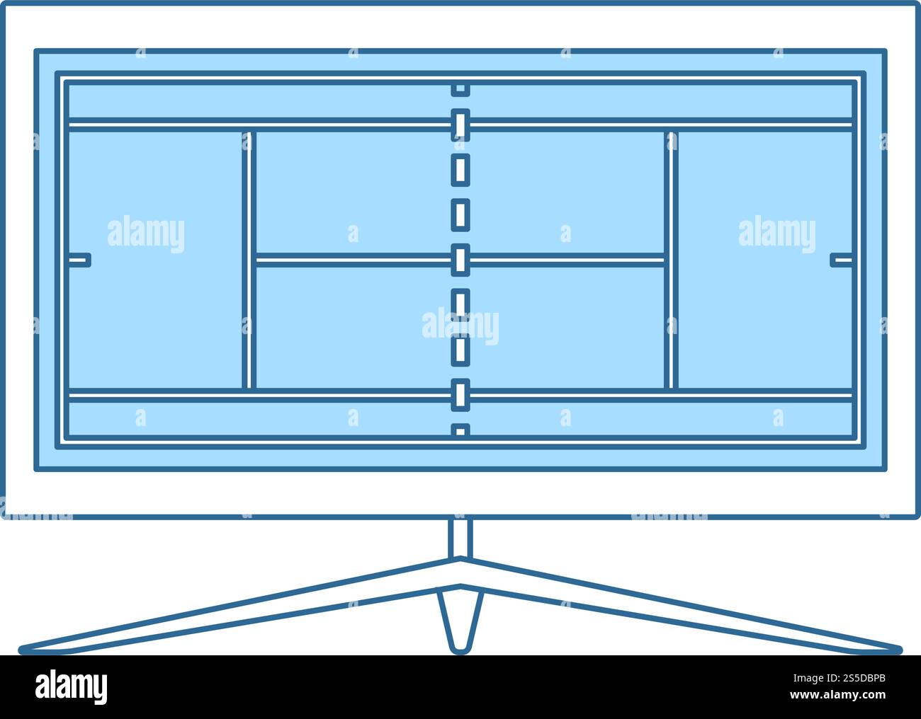 Tennis TV Translation Icon. Thin Line With Blue Fill Design. Vector ...