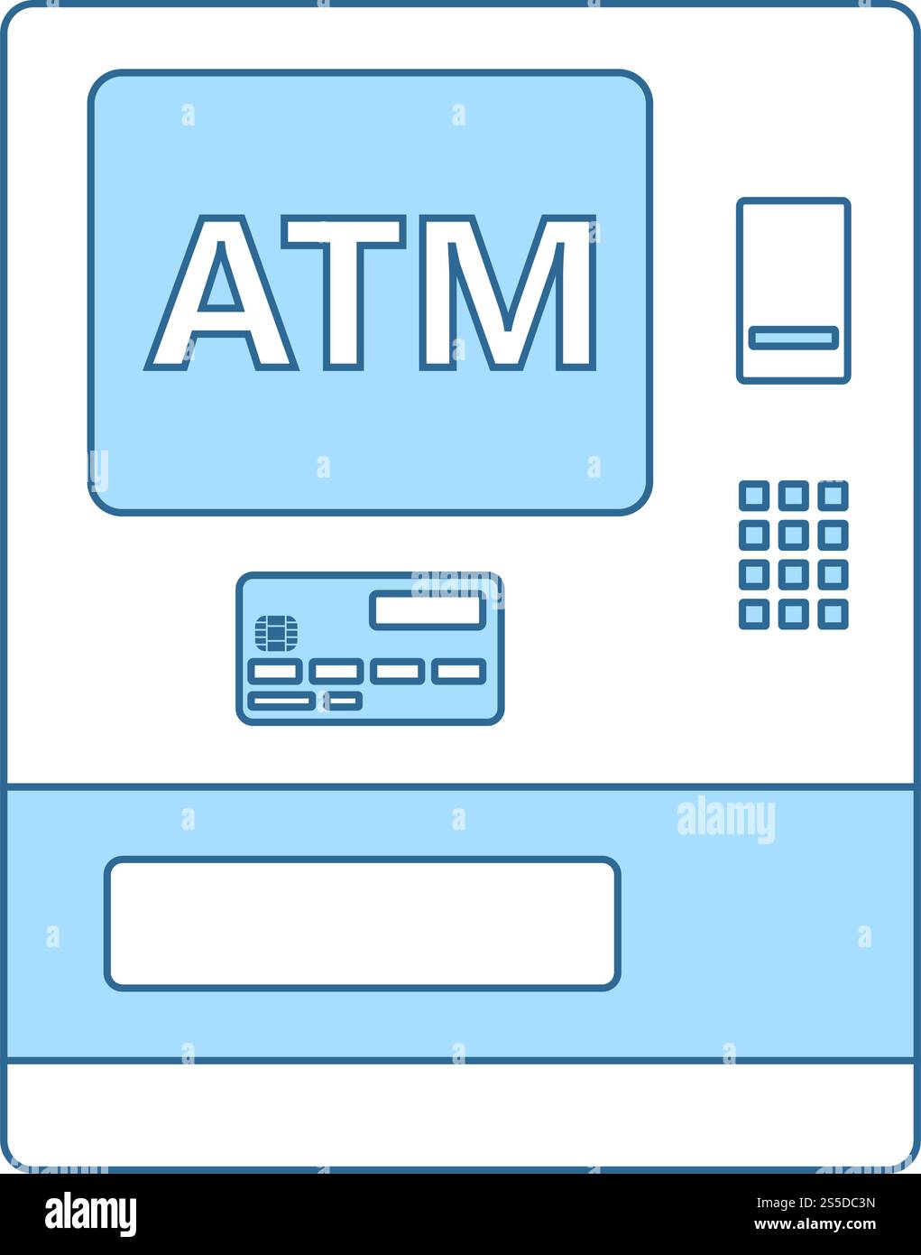 ATM Icon. Thin Line With Blue Fill Design. Vector Illustration Stock ...