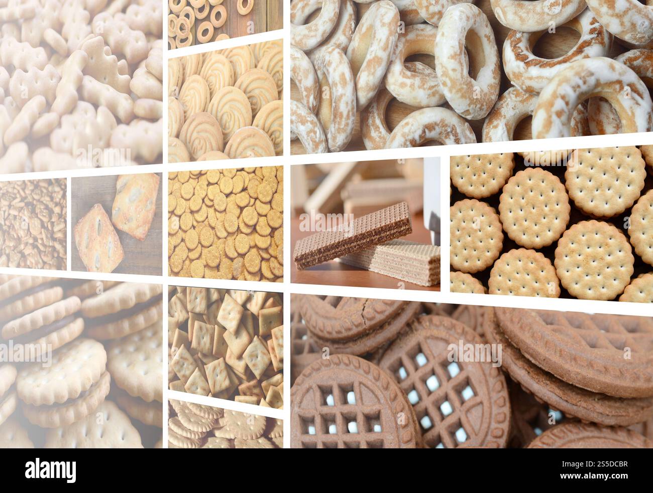 A collage of many pictures with various sweets close-up. A set of ...