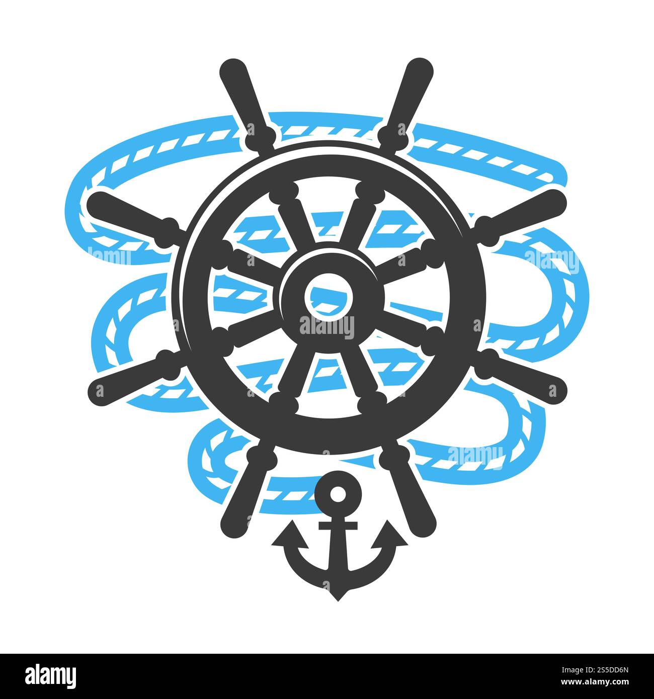 Marine anchor and captain helm logo nautical design. Vector icon of ...