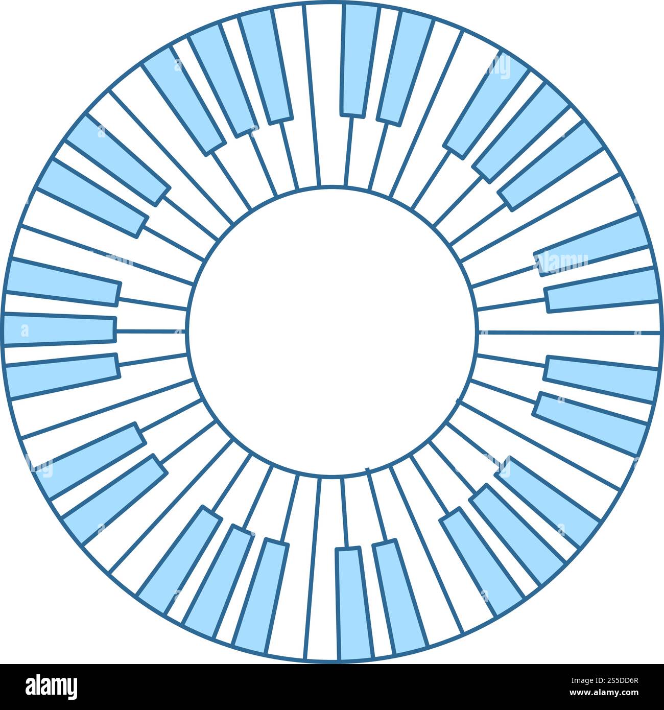 Piano Circle Keyboard Icon. Thin Line With Blue Fill Design. Vector ...