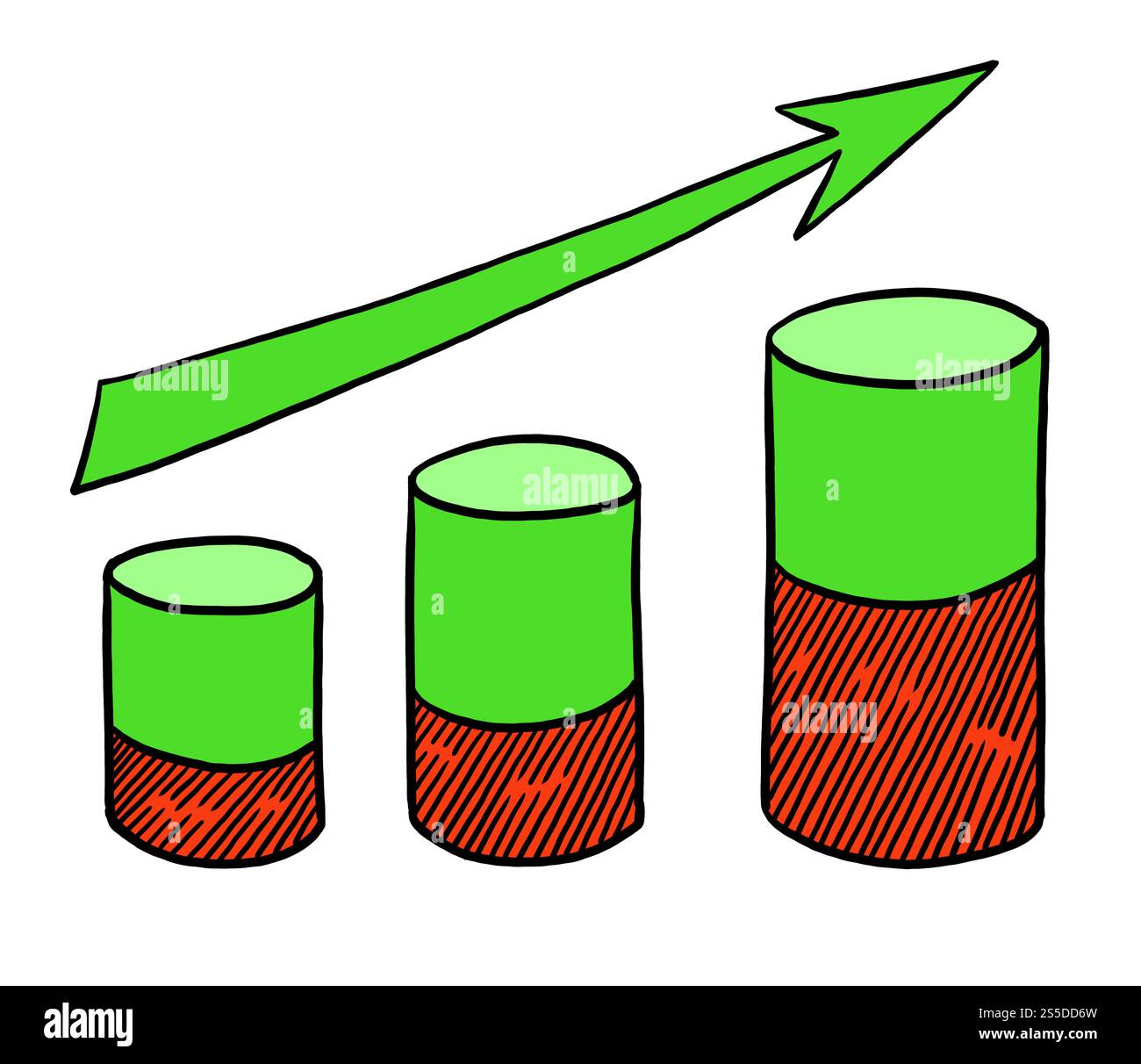 Handmade drawing of a rising graph. Simple business and success concept ...