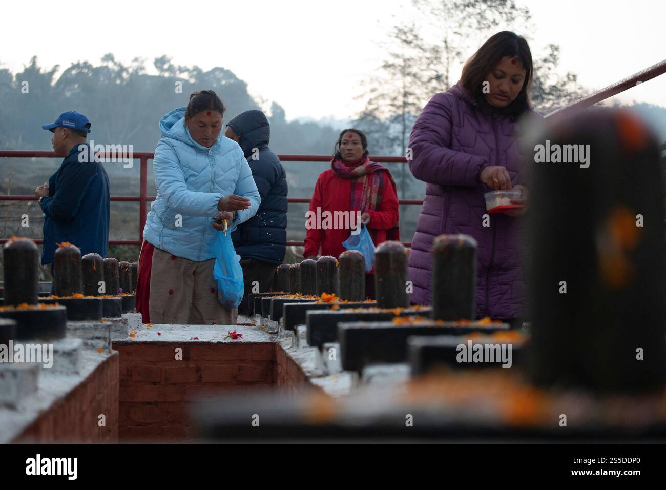 On January 13, 2025, in Kathmandu, Nepal. Devotees worship the idol of ...