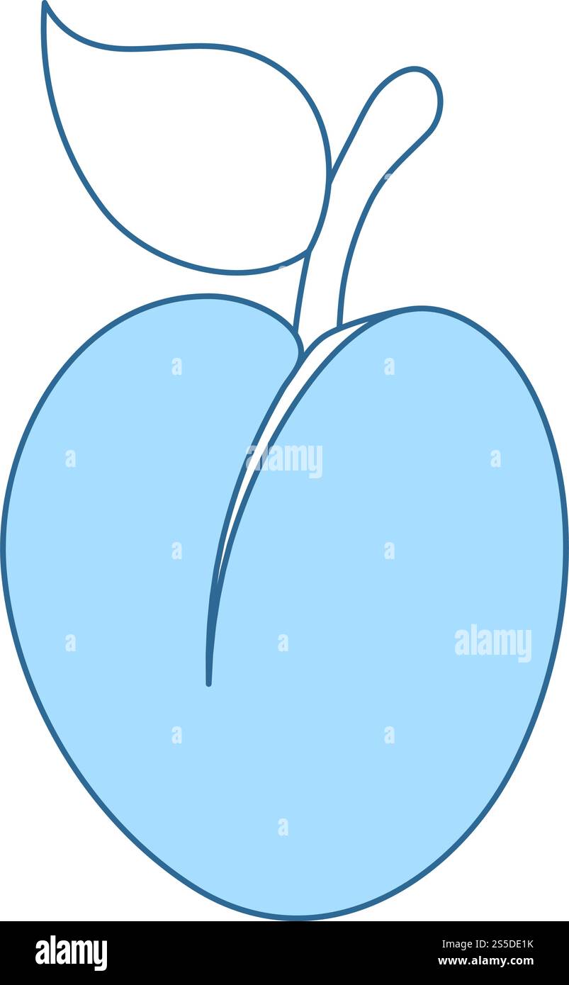 Icon Of Plum. Thin Line With Blue Fill Design. Vector Illustration ...