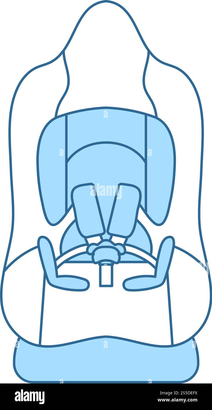 Baby Car Seat Icon. Thin Line With Blue Fill Design. Vector ...