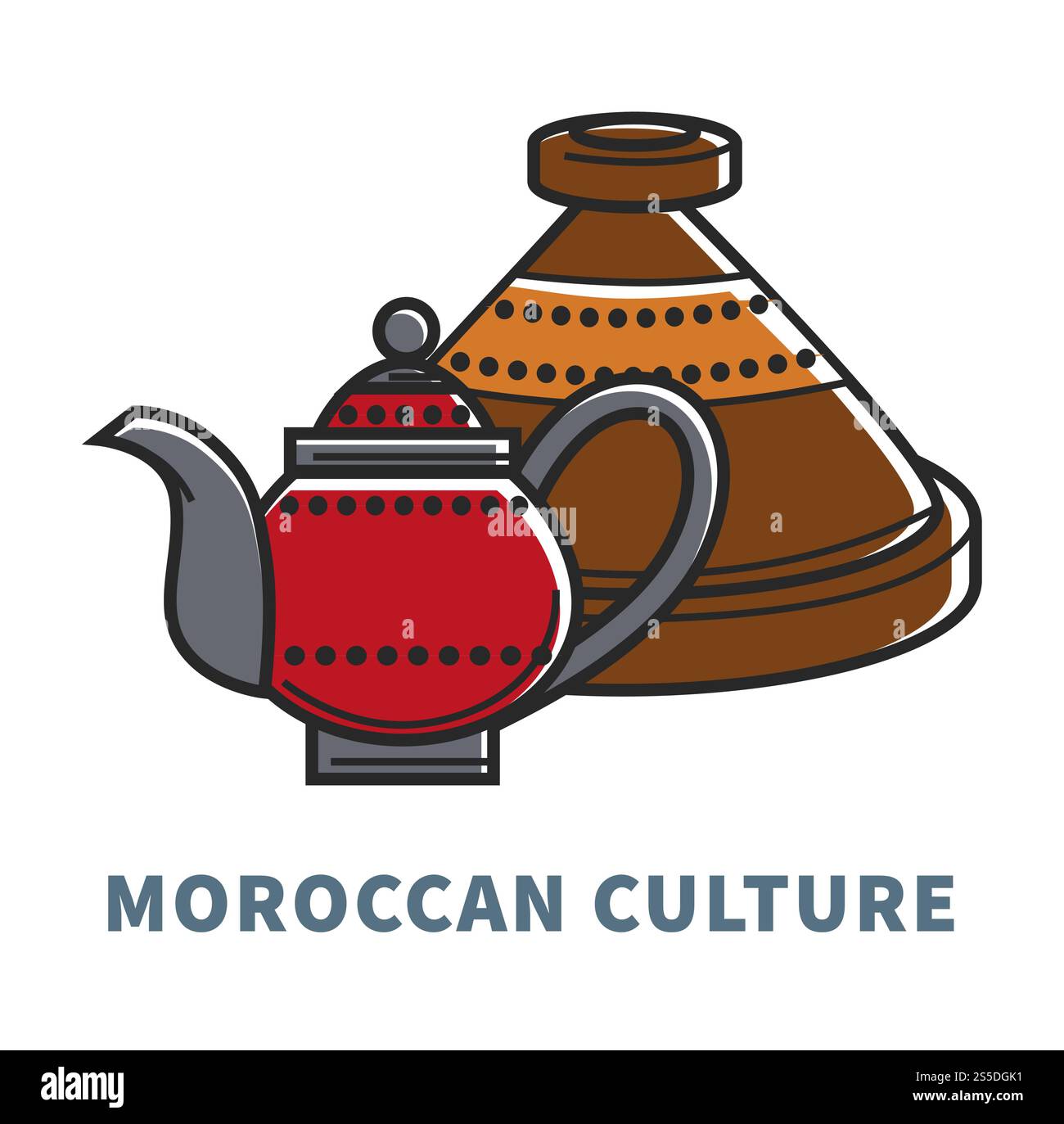 Moroccan culture and handicraft vector symbols of pottery pot and ...