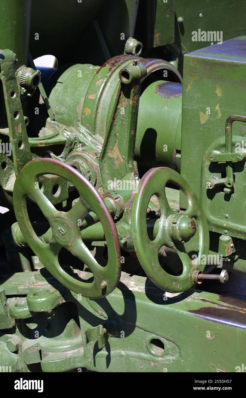 A close-up mechanism of a portable weapon of the Soviet Union of World ...