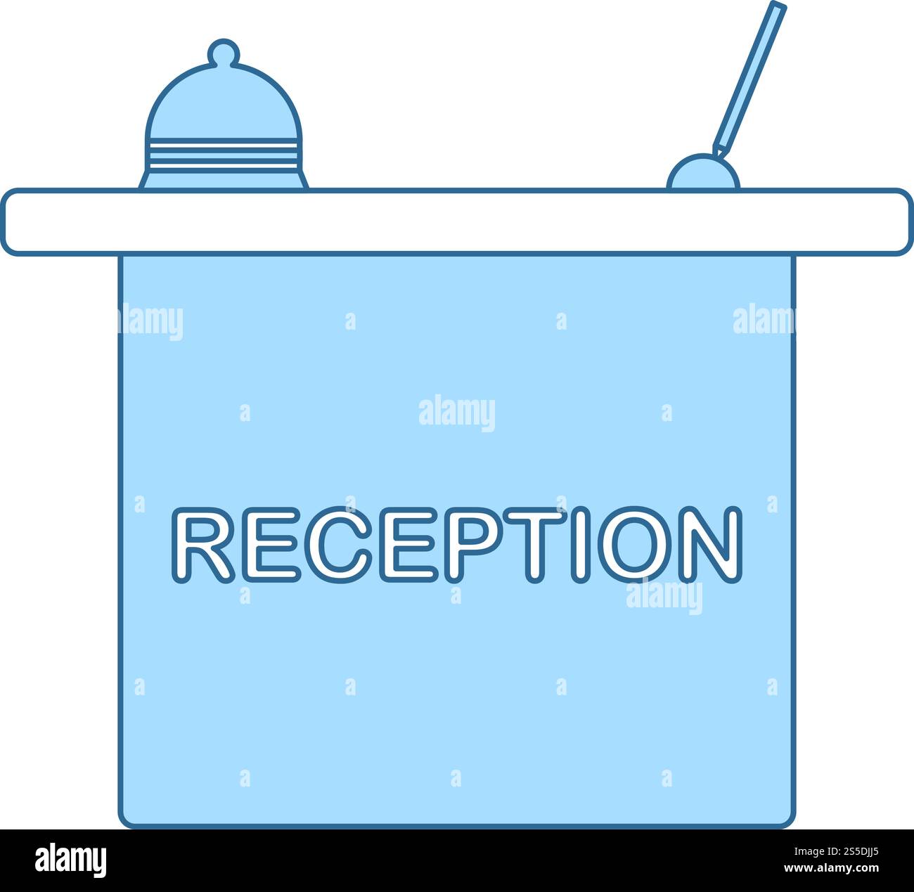 Hotel Reception Desk Icon. Thin Line With Blue Fill Design. Vector ...