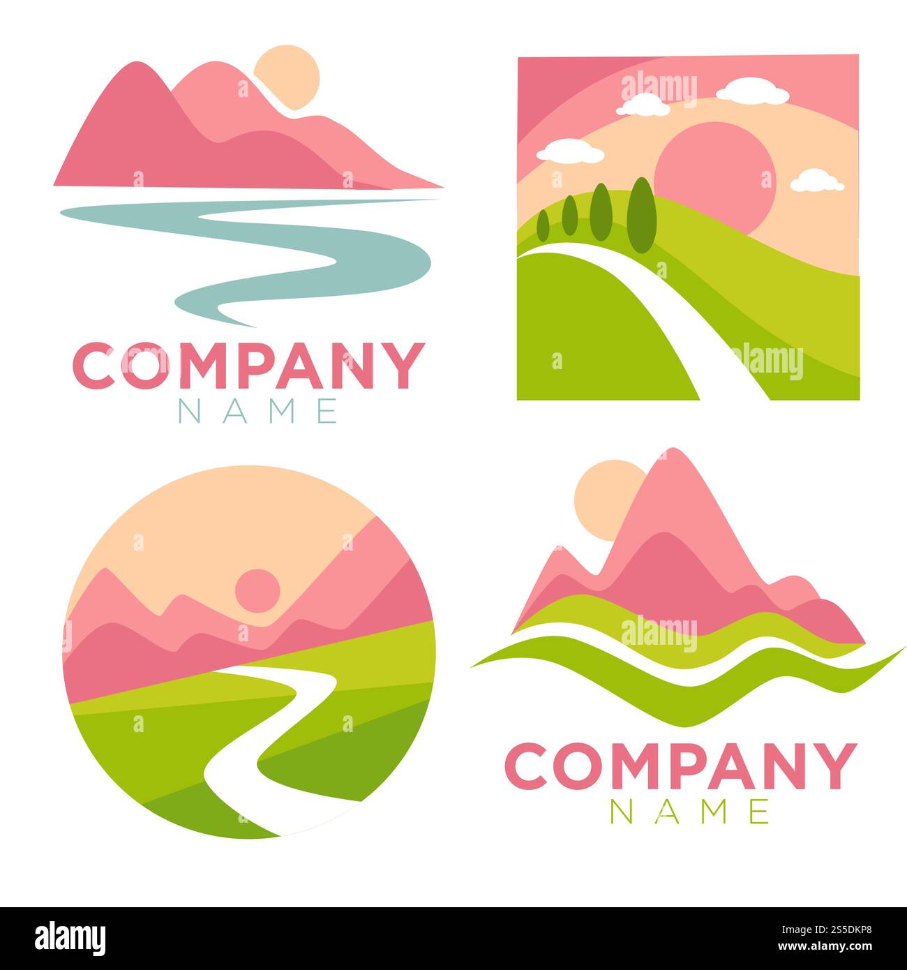 Alpine valley green field Stock Vector Images - Alamy