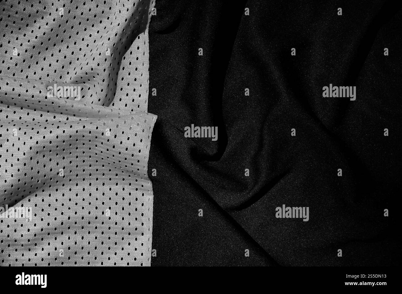 Sport clothing fabric texture background. Top view of grey polyester ...