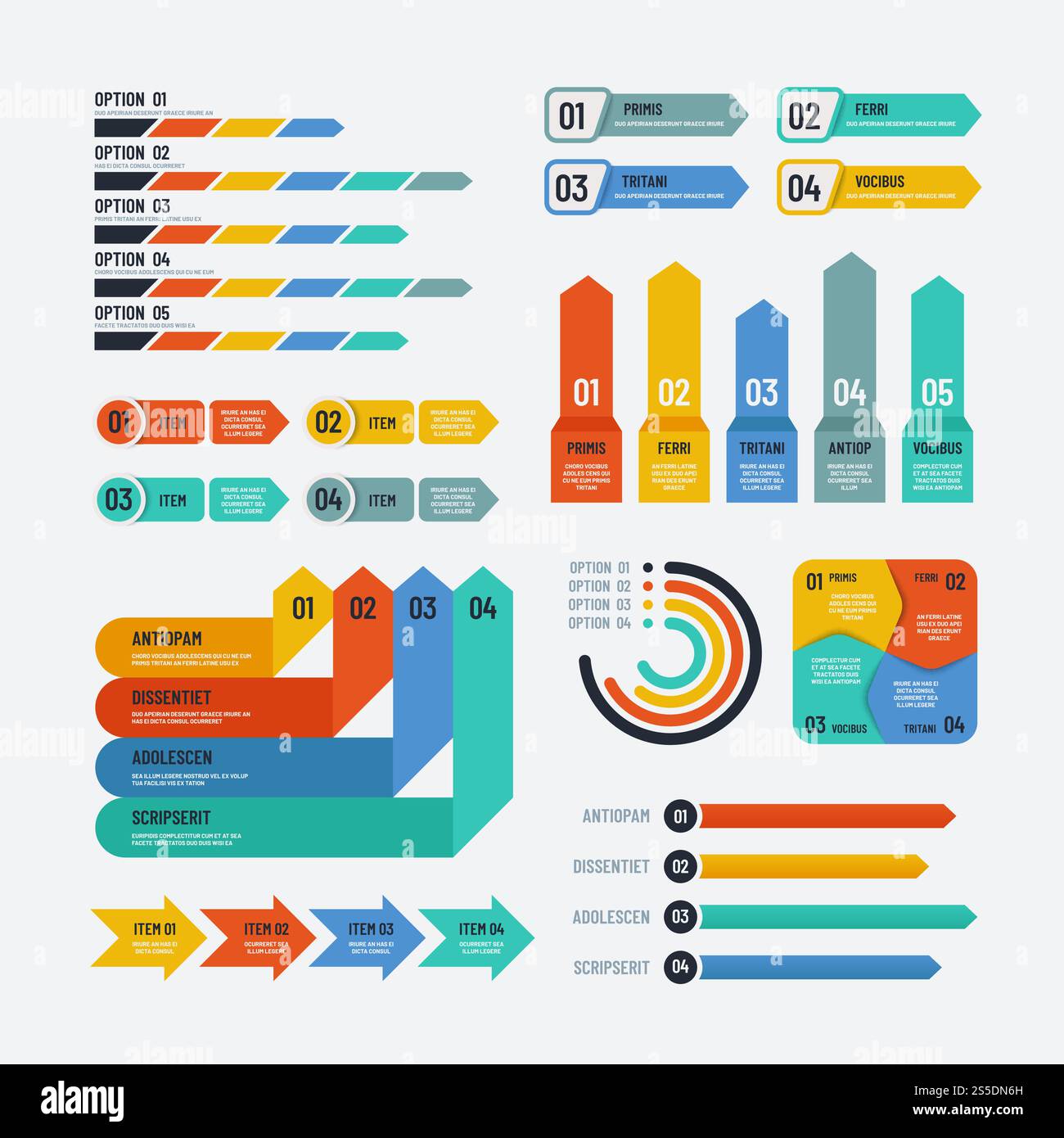 Presentation infographics. Flowchart timeline process chart workflow option diagrams ...