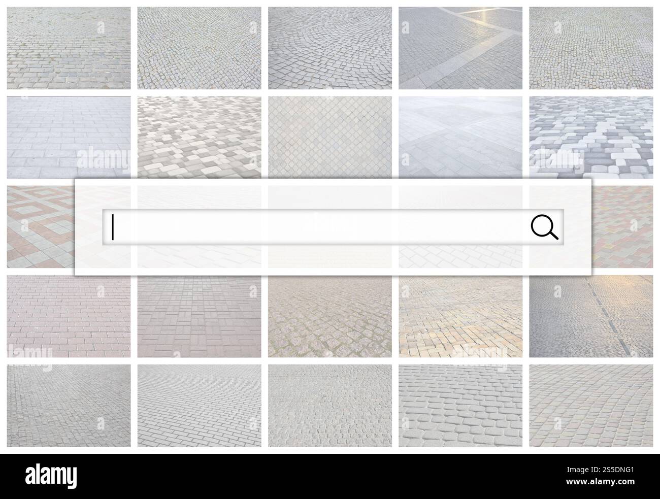 Visualization of the search bar on the background of a collage of many ...