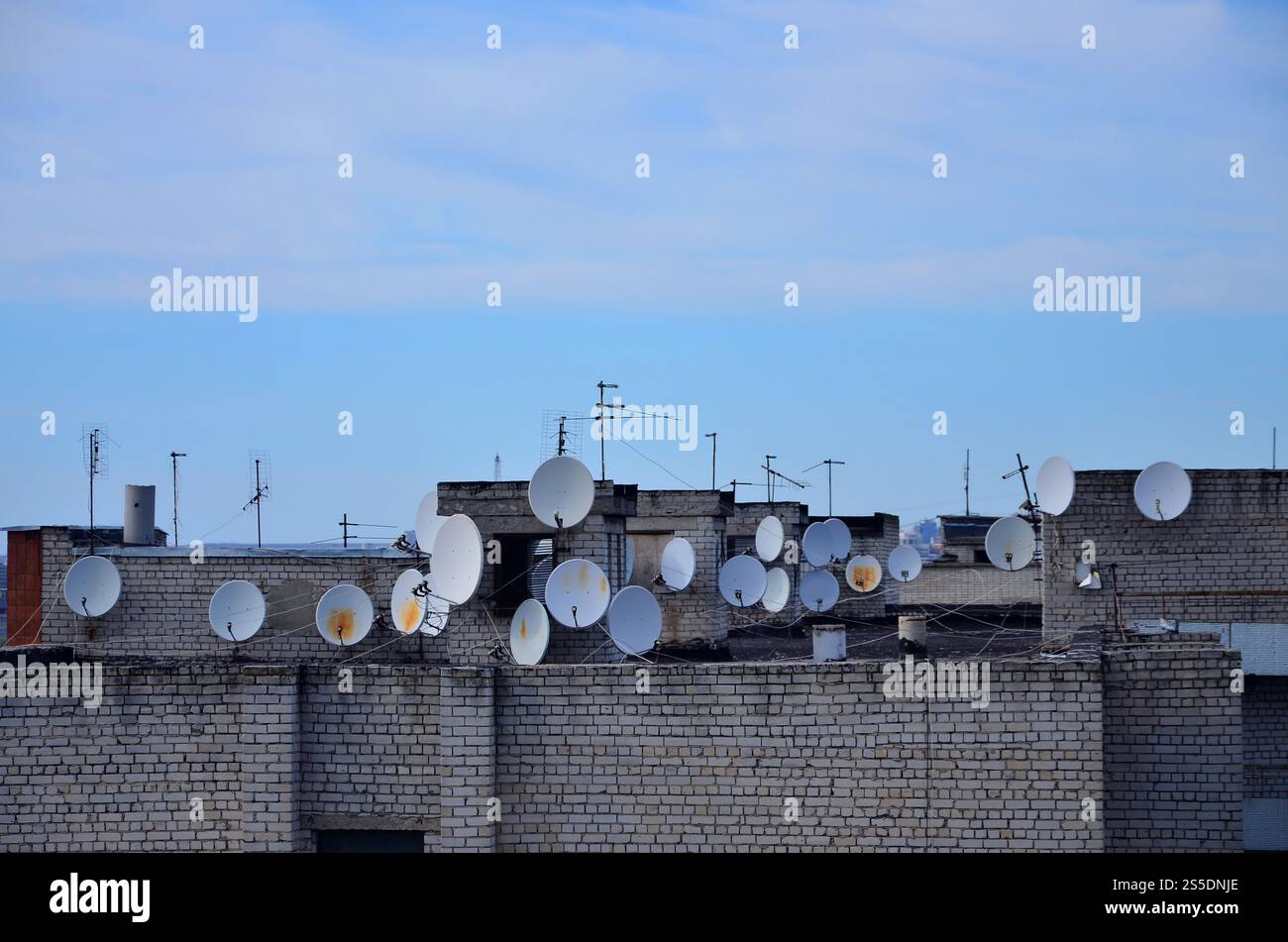 A lot of satellite and cable television antennas are located on the ...