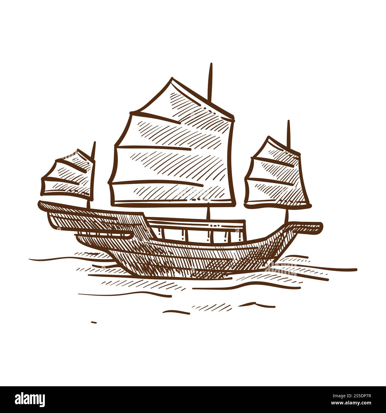 Scandinavian means of transport drakkar monochrome sketch outline ...