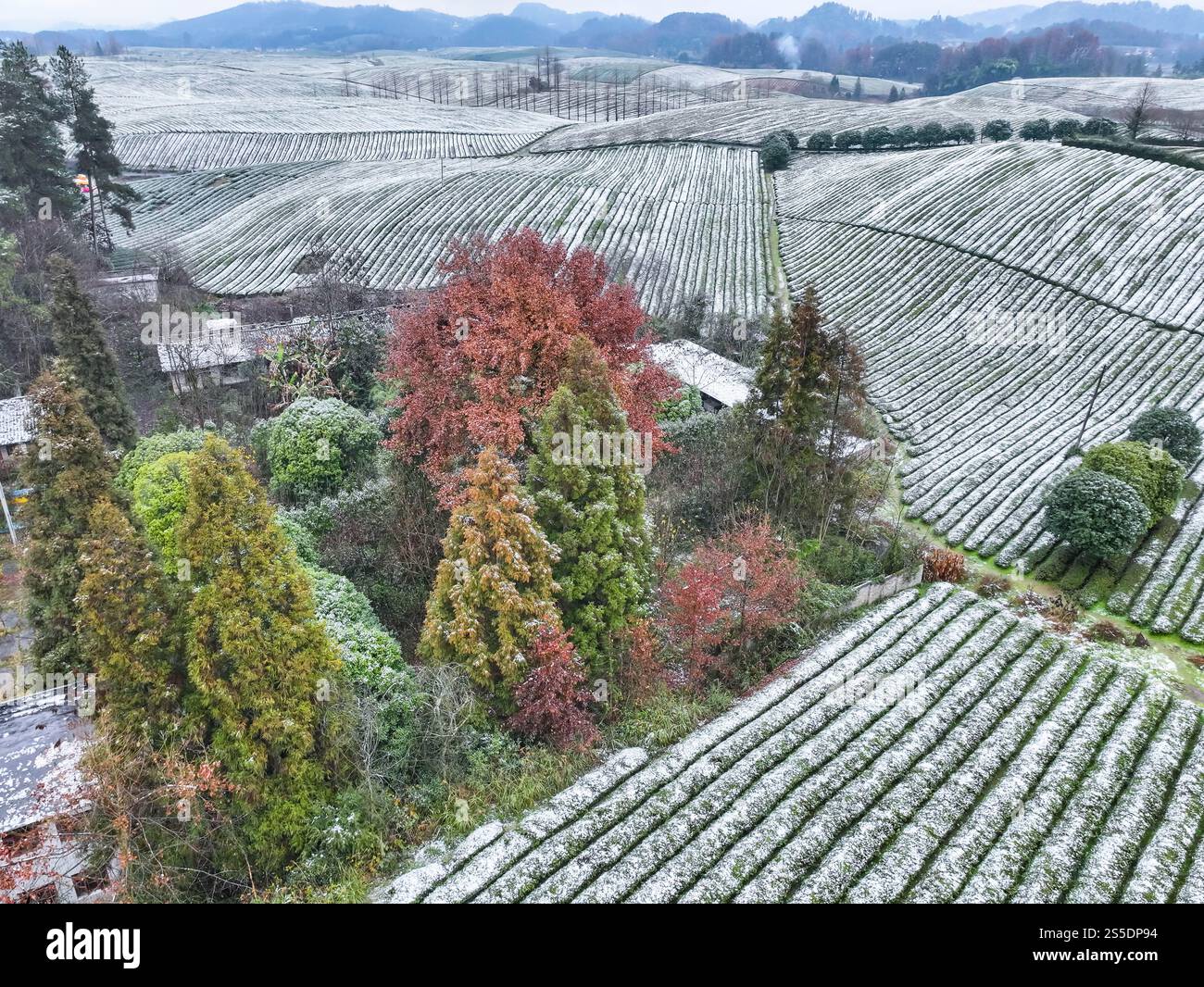 (250114) -- GUIYANG, Jan. 14, 2025 (Xinhua) -- An aerial drone photo ...