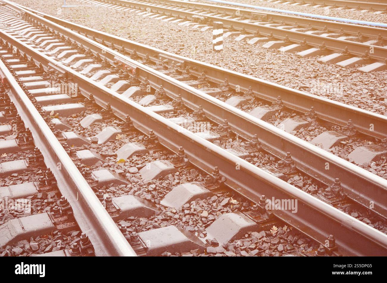 Photo fragment of the railroad tracks in the rainy weather Stock Photo ...