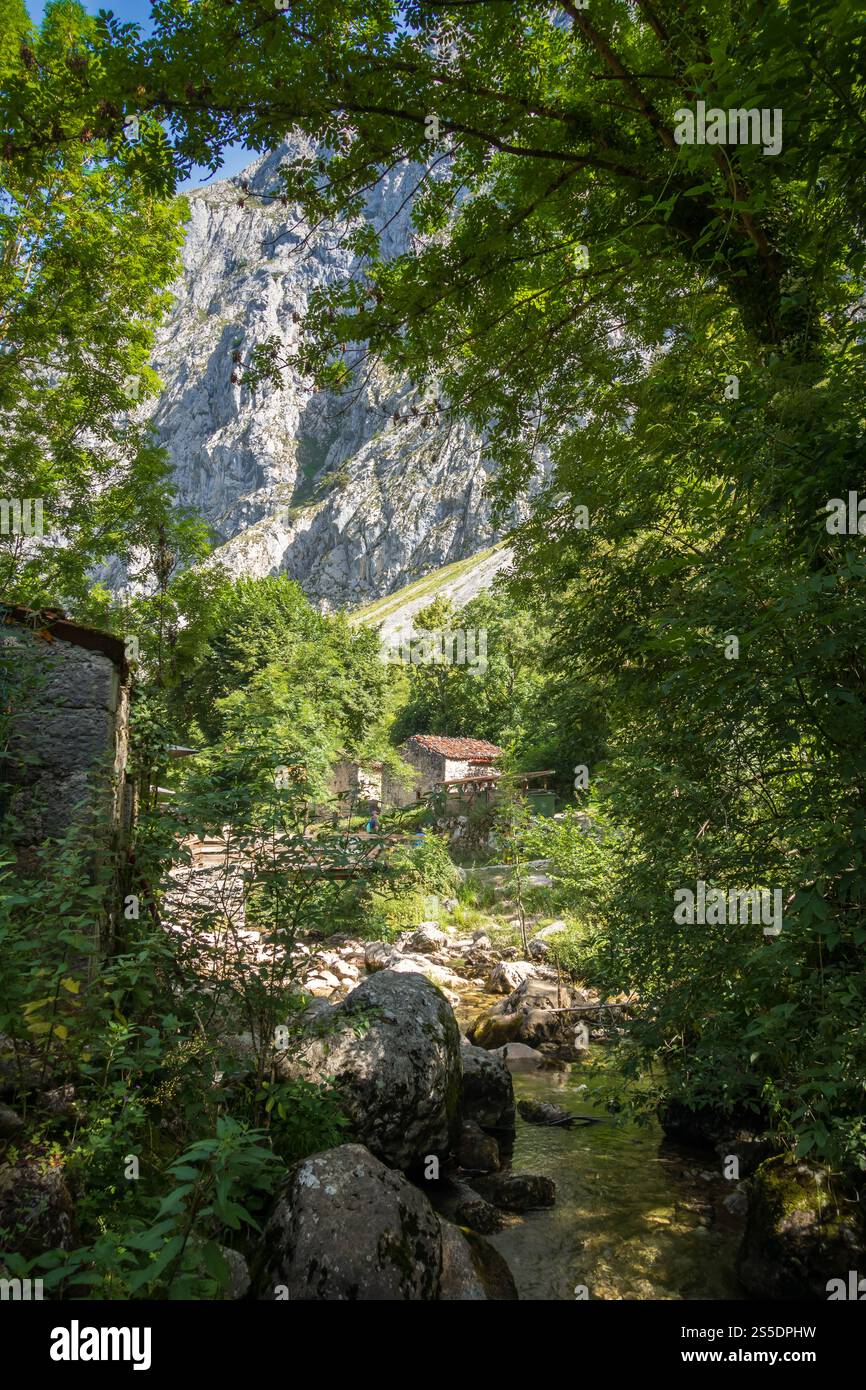 Bulnes village in Picos de Europa, Asturias, Spain. Bulnes village ...