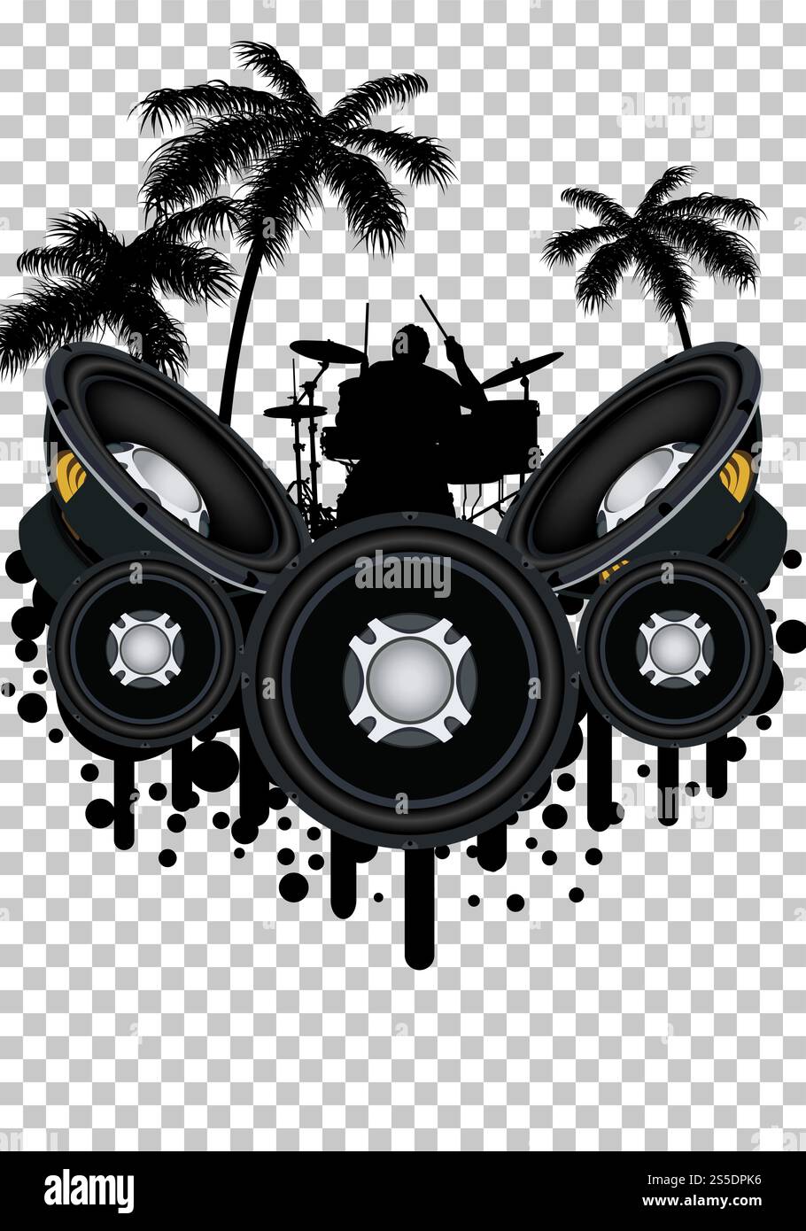 Abstract Musical Theme. Transparency Grid Background Design. Vector ...