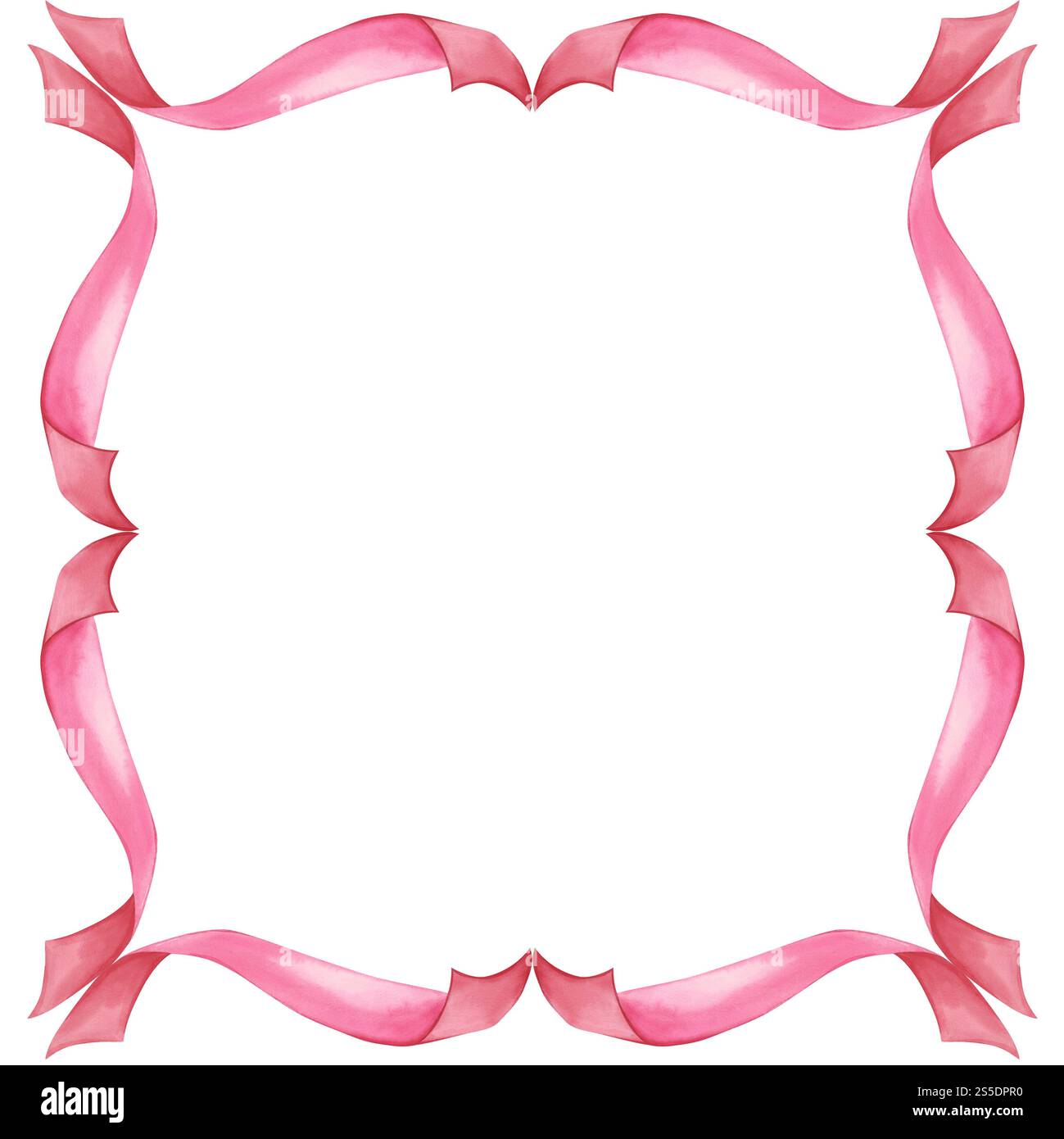 Pink Ribbon Frame. Watercolor Stock Photo - Alamy