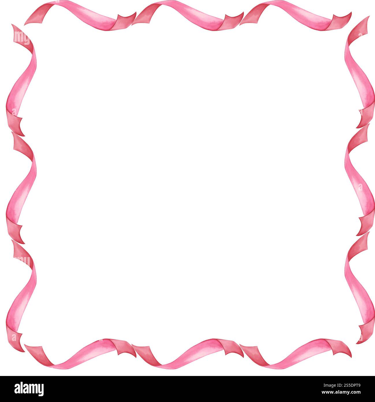 Pink Ribbon Frame. Watercolor Stock Photo - Alamy