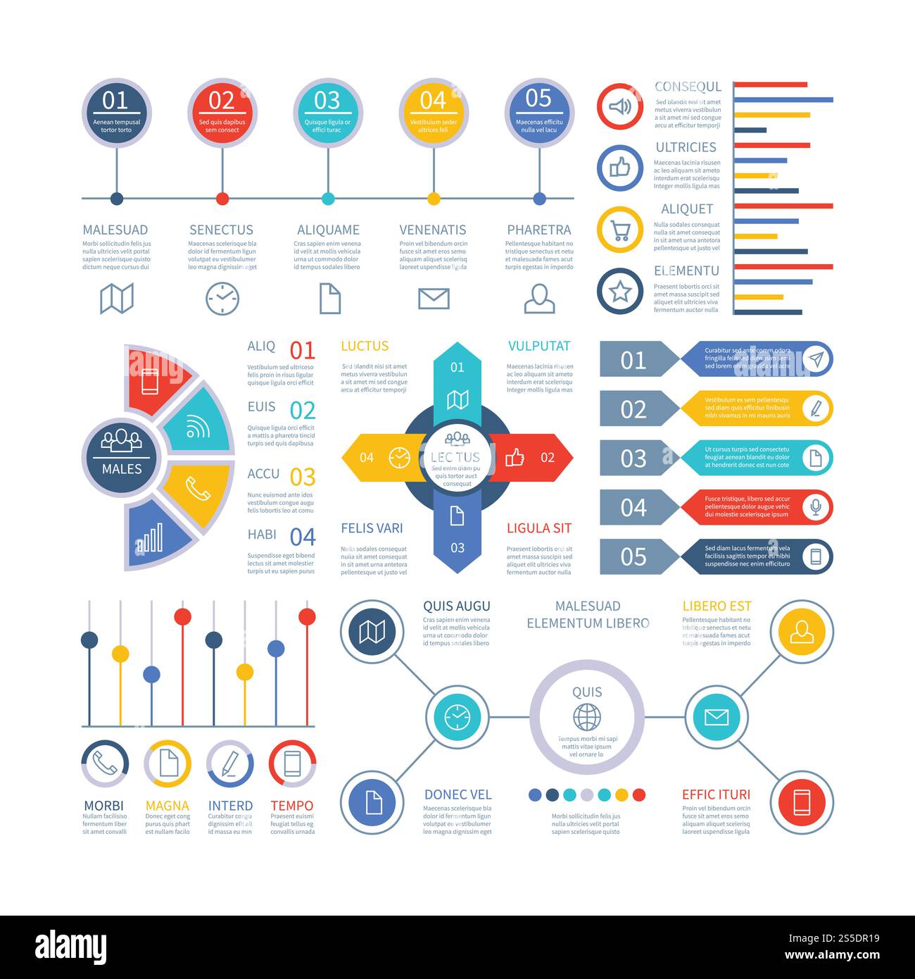 Infographics diagrams. Infochart elements, marketing chart and graphs ...