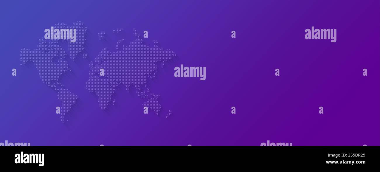 Illustration of a world map made of stars isolated on a purple ...