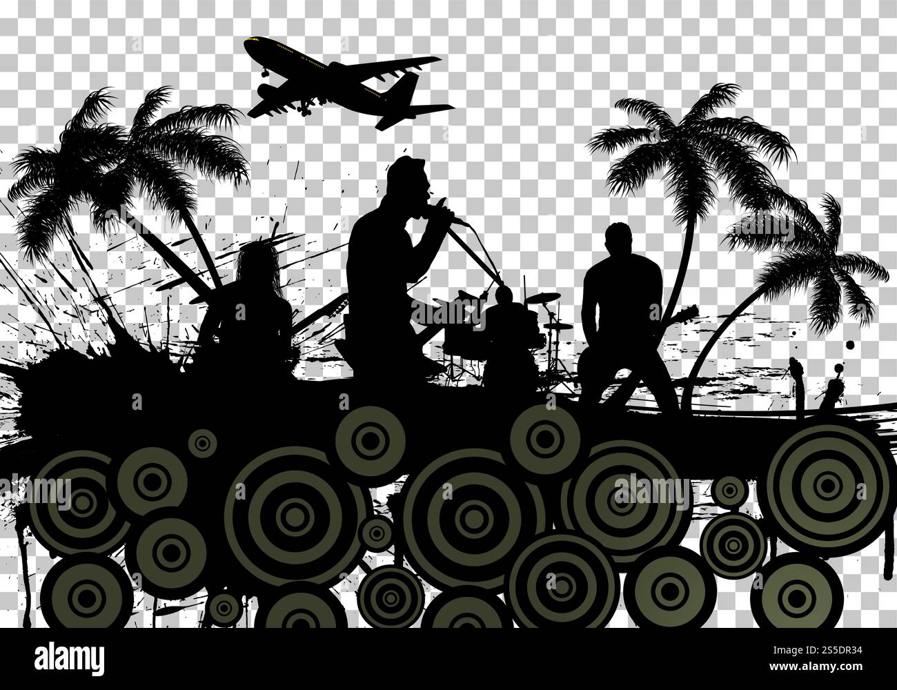 Abstract Musical Theme. Transparency Grid Background Design. Vector ...