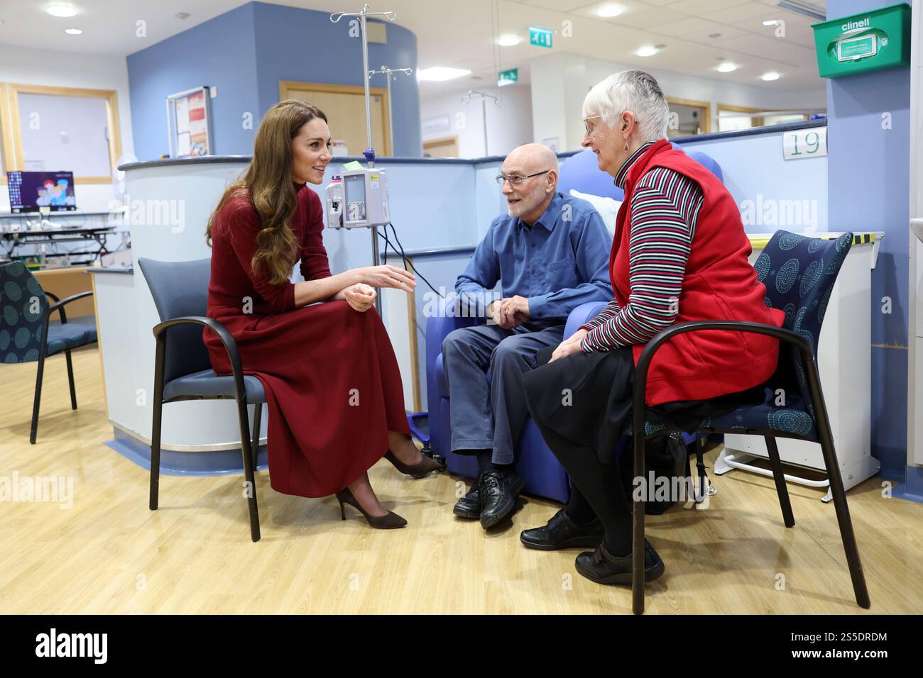 The Princess of Wales talks with Richard Bosworth (centre) during a ...