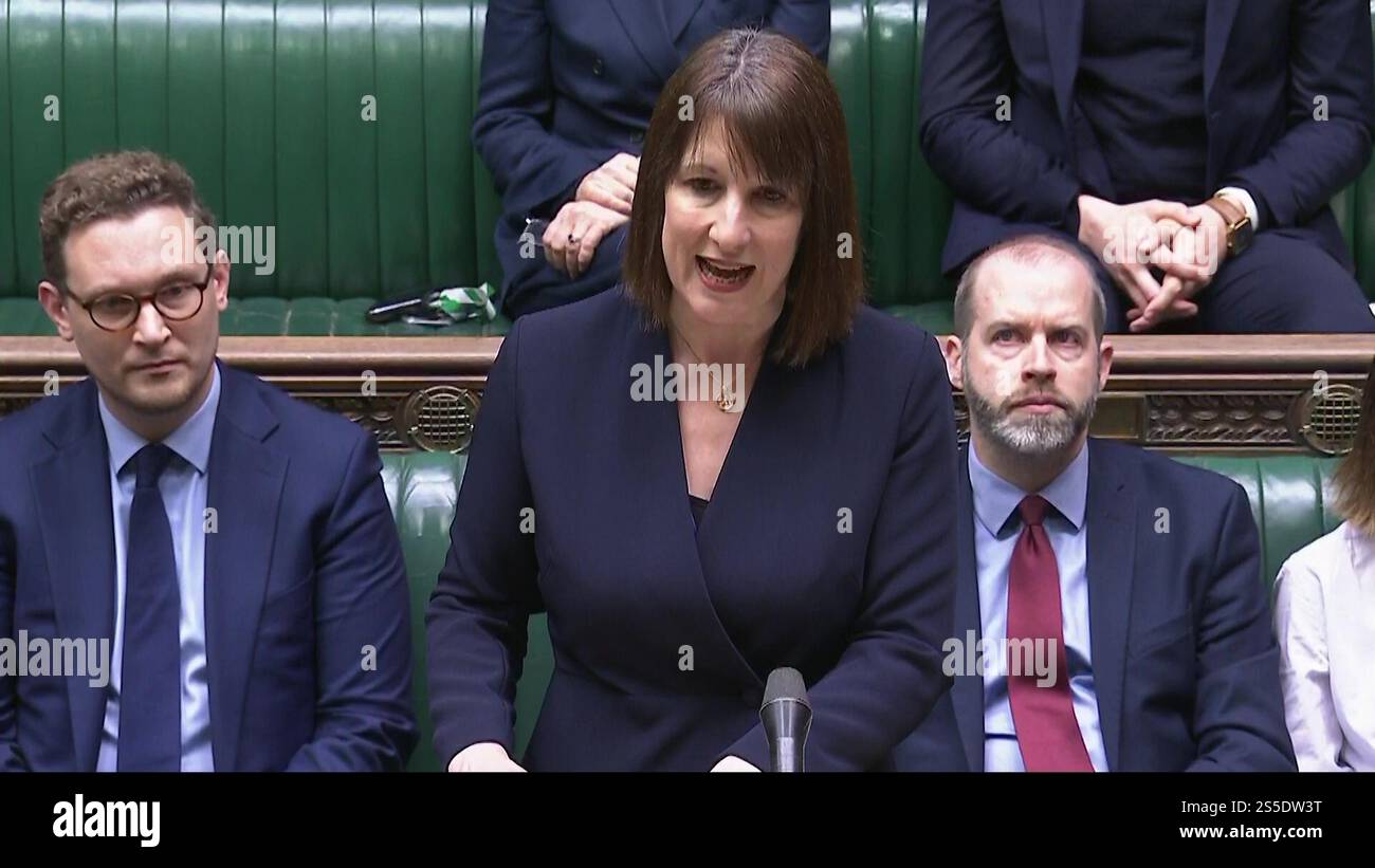 Screen grab of Chancellor of the Exchequer Rachel Reeves speaking in ...