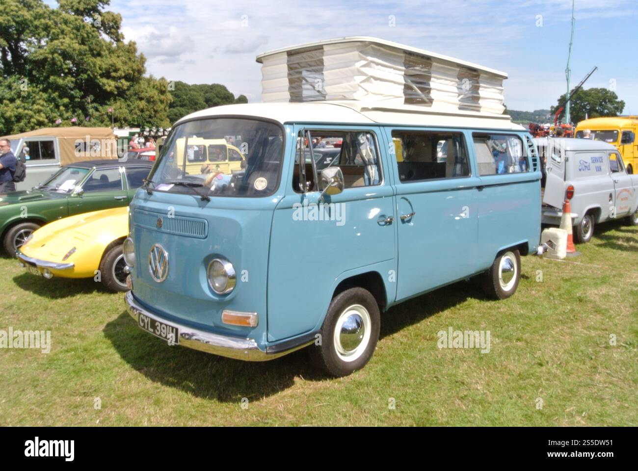A 1970 Volkswagen Type 2 Devon Camper Van parked on display at the 49th ...