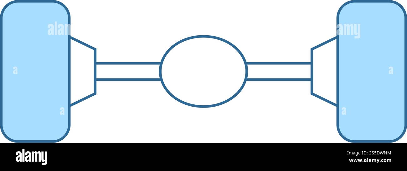 Car Rear Axle Icon. Thin Line With Blue Fill Design. Vector ...