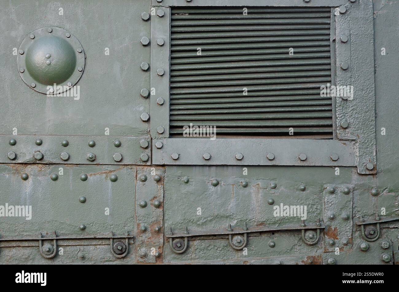 Texture of tank side wall, made of metal and reinforced with a ...