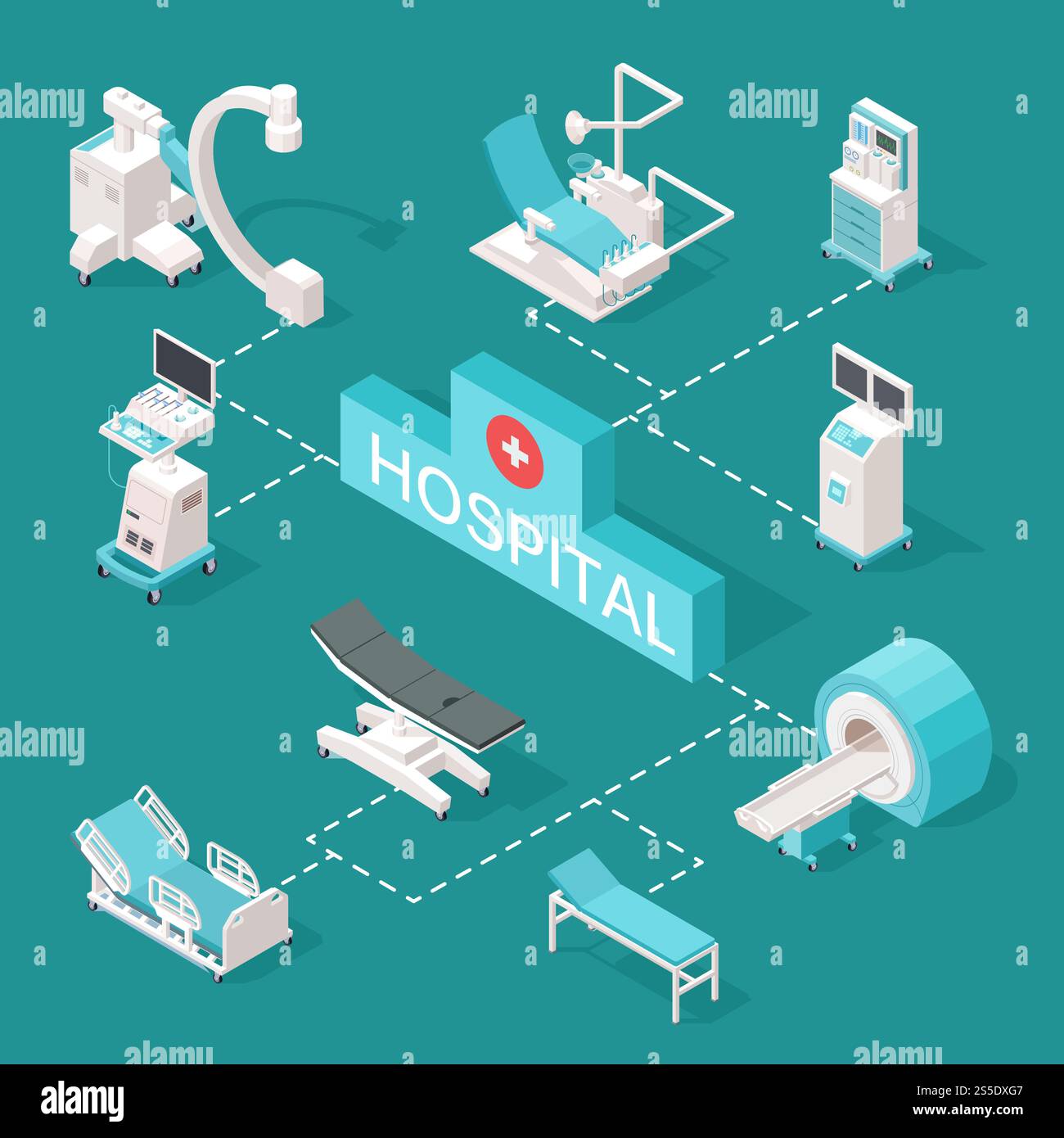 Medical equipments isometric vector illustration. Medical equipment ...