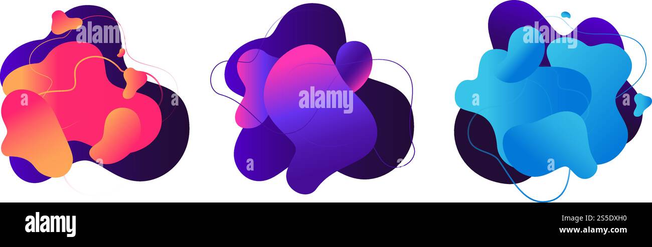 Abstract fluid shapes. Liquid graphic elements, 3d magic flow dynamic ...