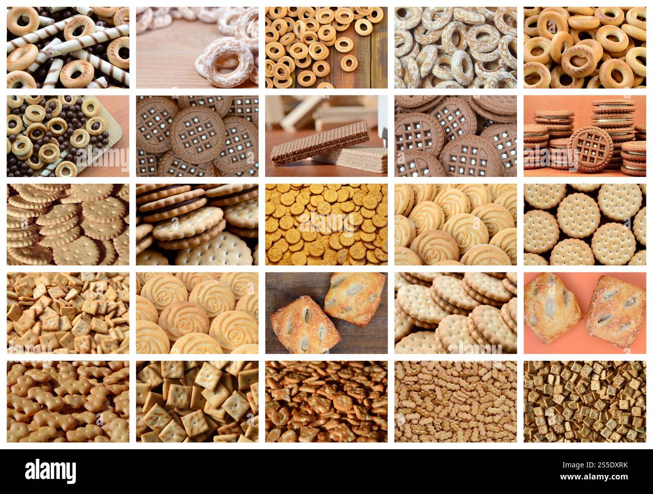 A collage of many pictures with various sweets close-up. A set of ...