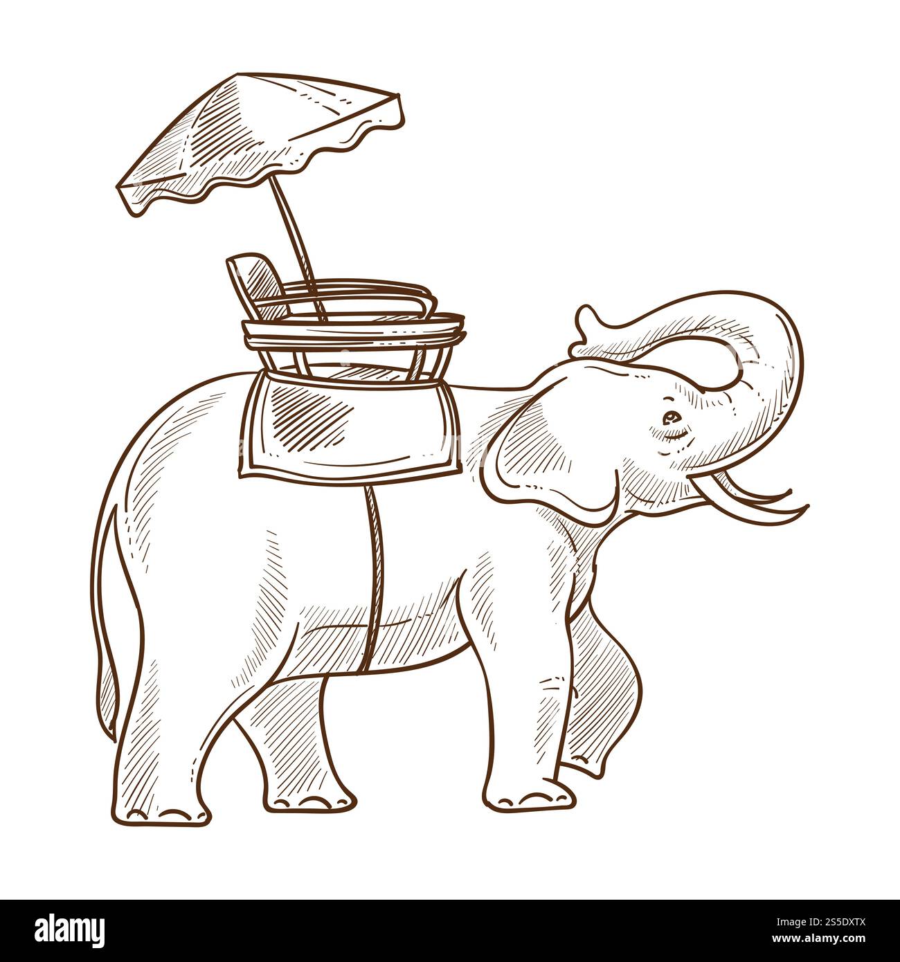Elephant as mean of transportation sketch outline. Indian transport ...