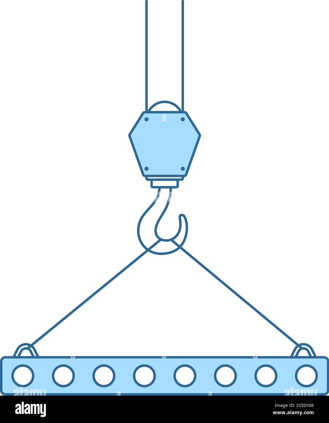 Icon Of Slab Hanged On Crane Hook By Rope Slings. Thin Line With Blue ...