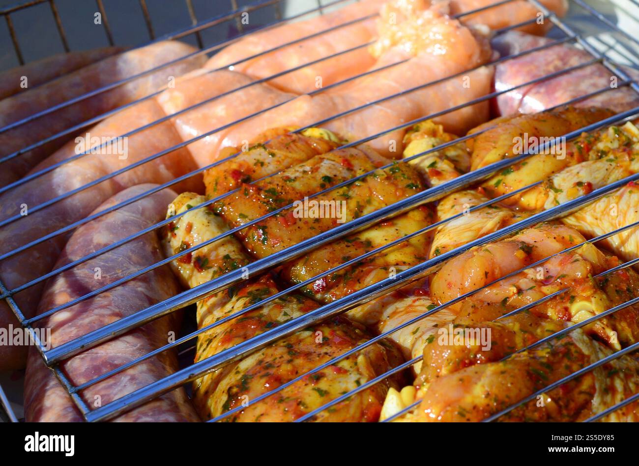 Delicious chicken legs on garden grill. Marinated Chicken Legs On The ...