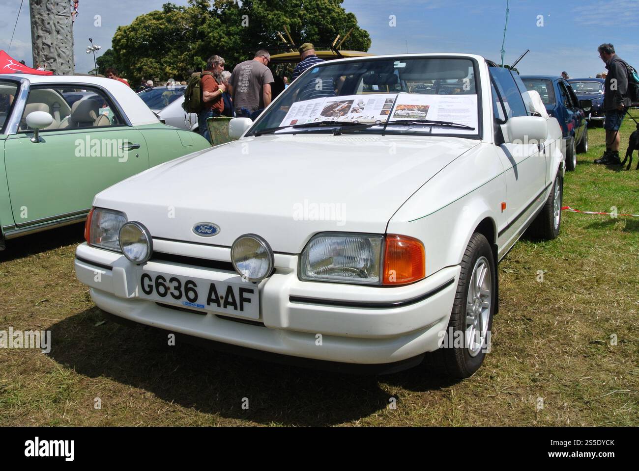 A 1989 Ford Escort Cabriolet parked on display at the 49th Historic ...