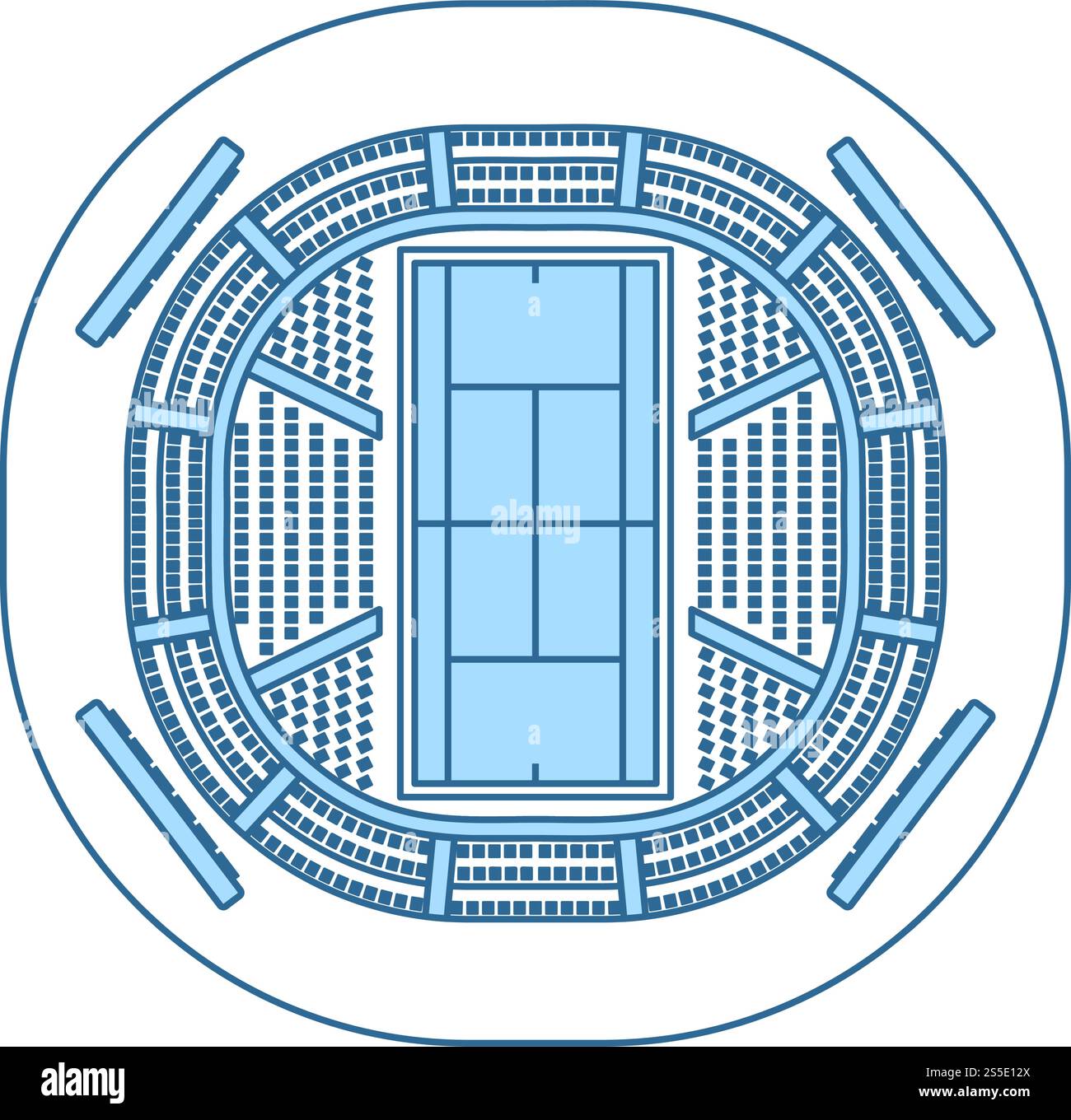 Tennis Stadium Aerial View Icon. Thin Line With Blue Fill Design ...