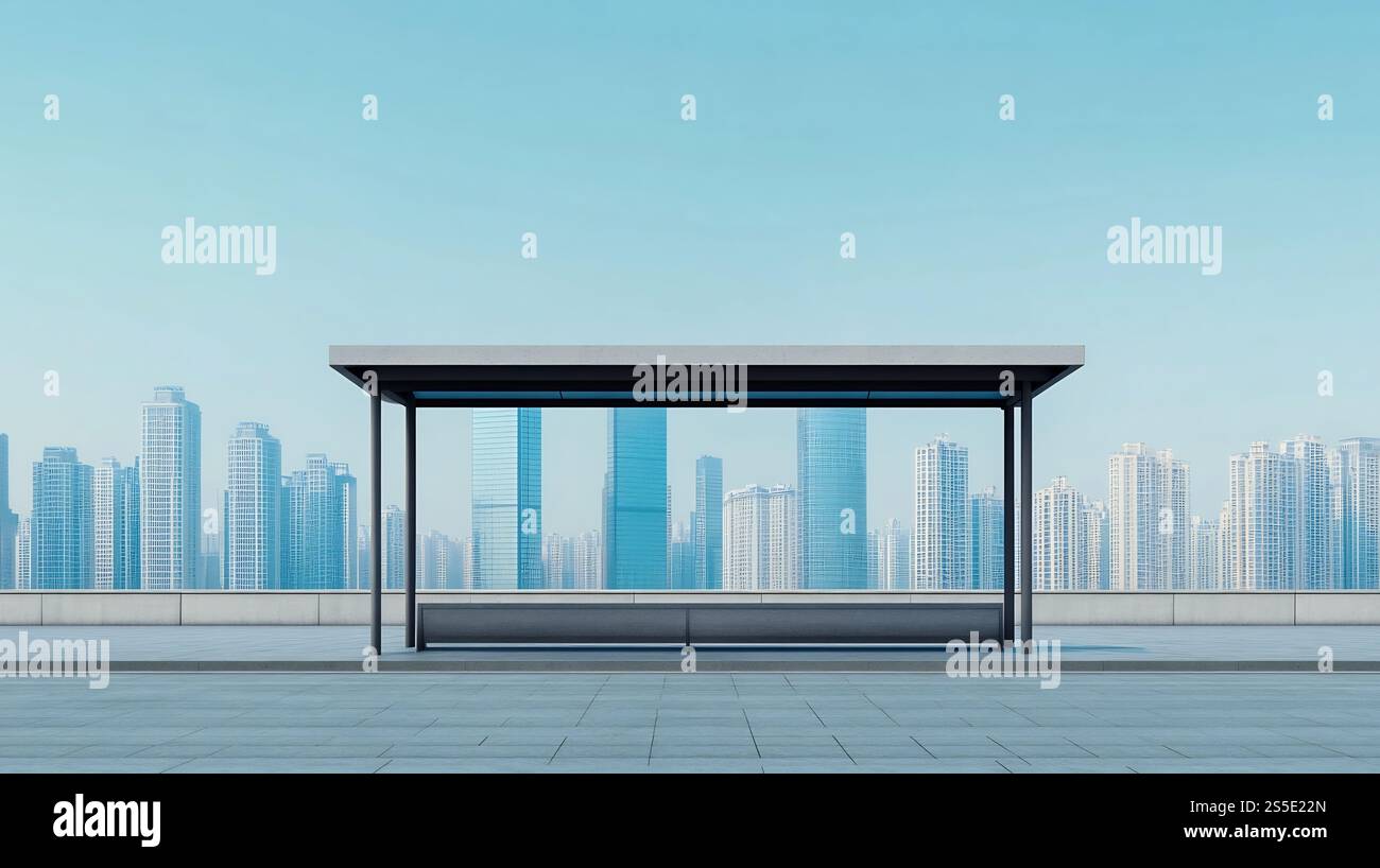 Minimalist bus stop design with a sleek,contemporary shelter and an ...