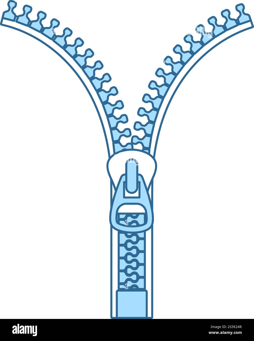Sewing Zip Line Icon. Thin Line With Blue Fill Design. Vector ...